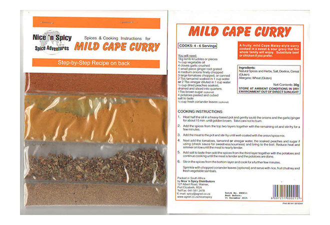 Nice n Spicy Mild Cape Curry Sachet – The Savanna